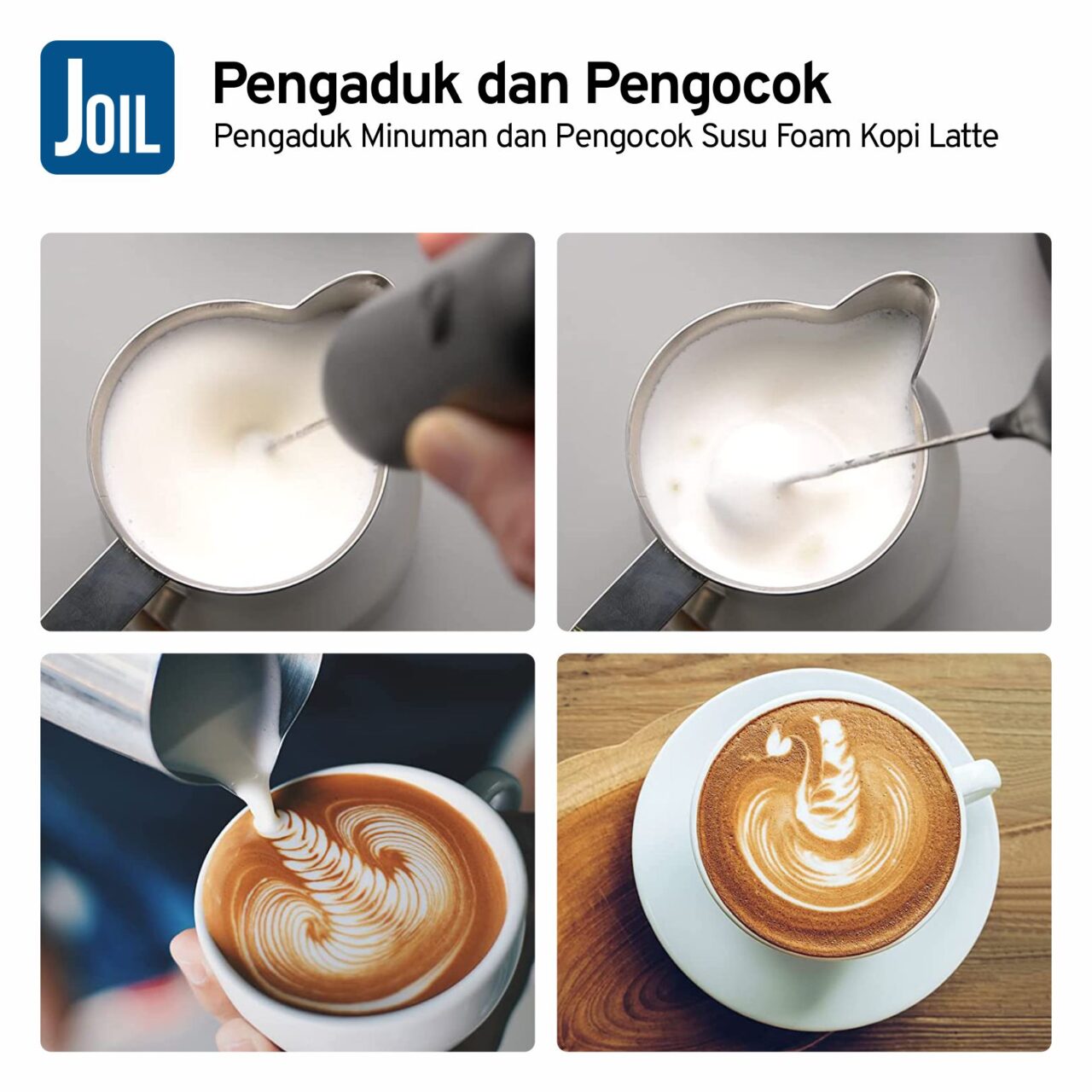 Joil Milk Frother Alat Pengaduk Foam Susu Kopi Latte Elektrik Portable ...